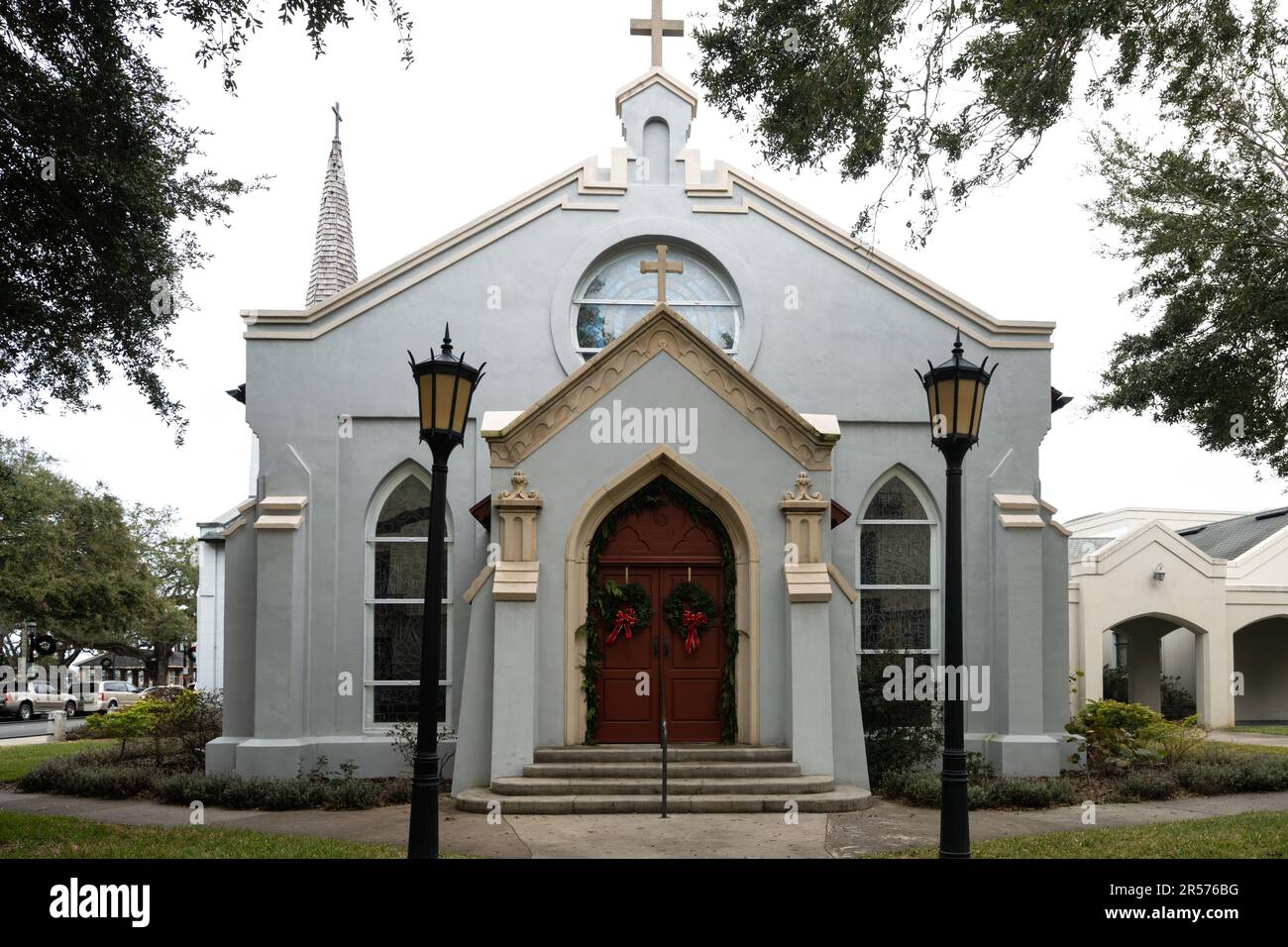 St. Augustine, Florida - December 31, 2022: Outside the Trinity Parish ...