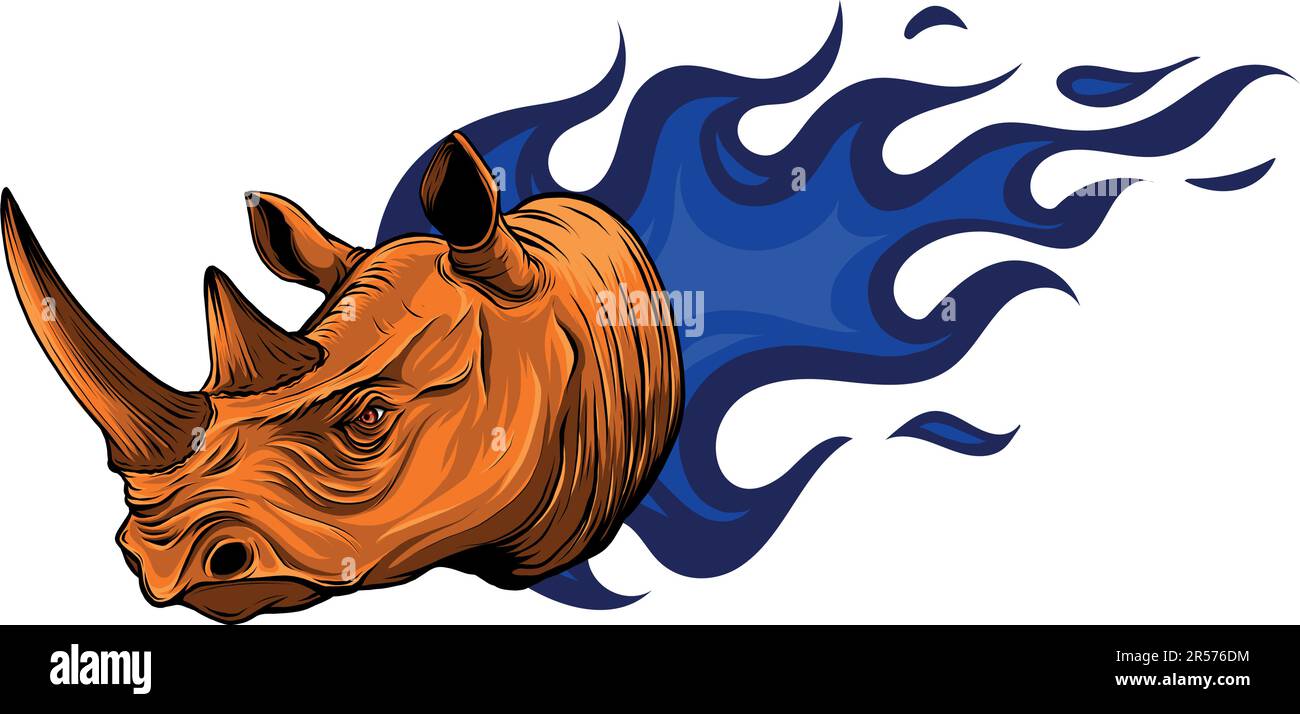 vector illustration of rhino head fire logo Stock Vector Image & Art ...