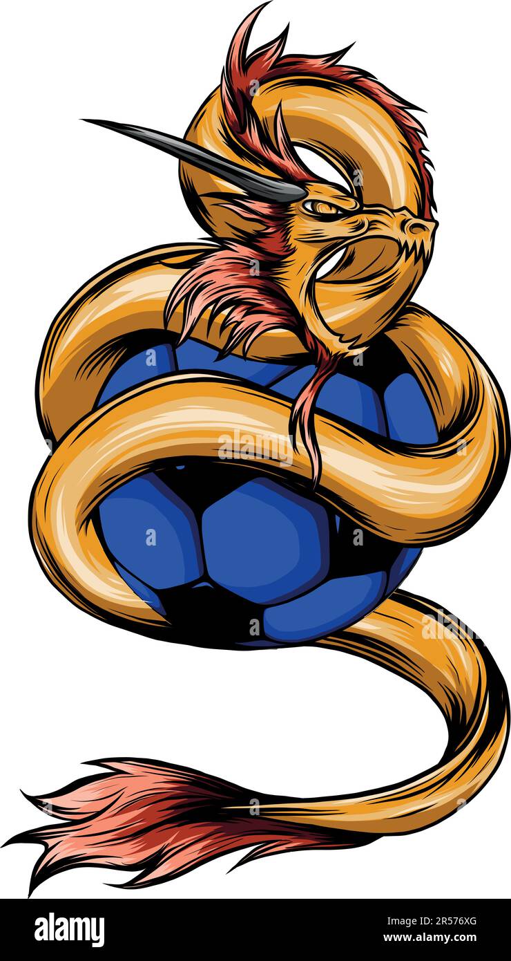 vector illustration of dragon around soccer ball Stock Vector Image ...