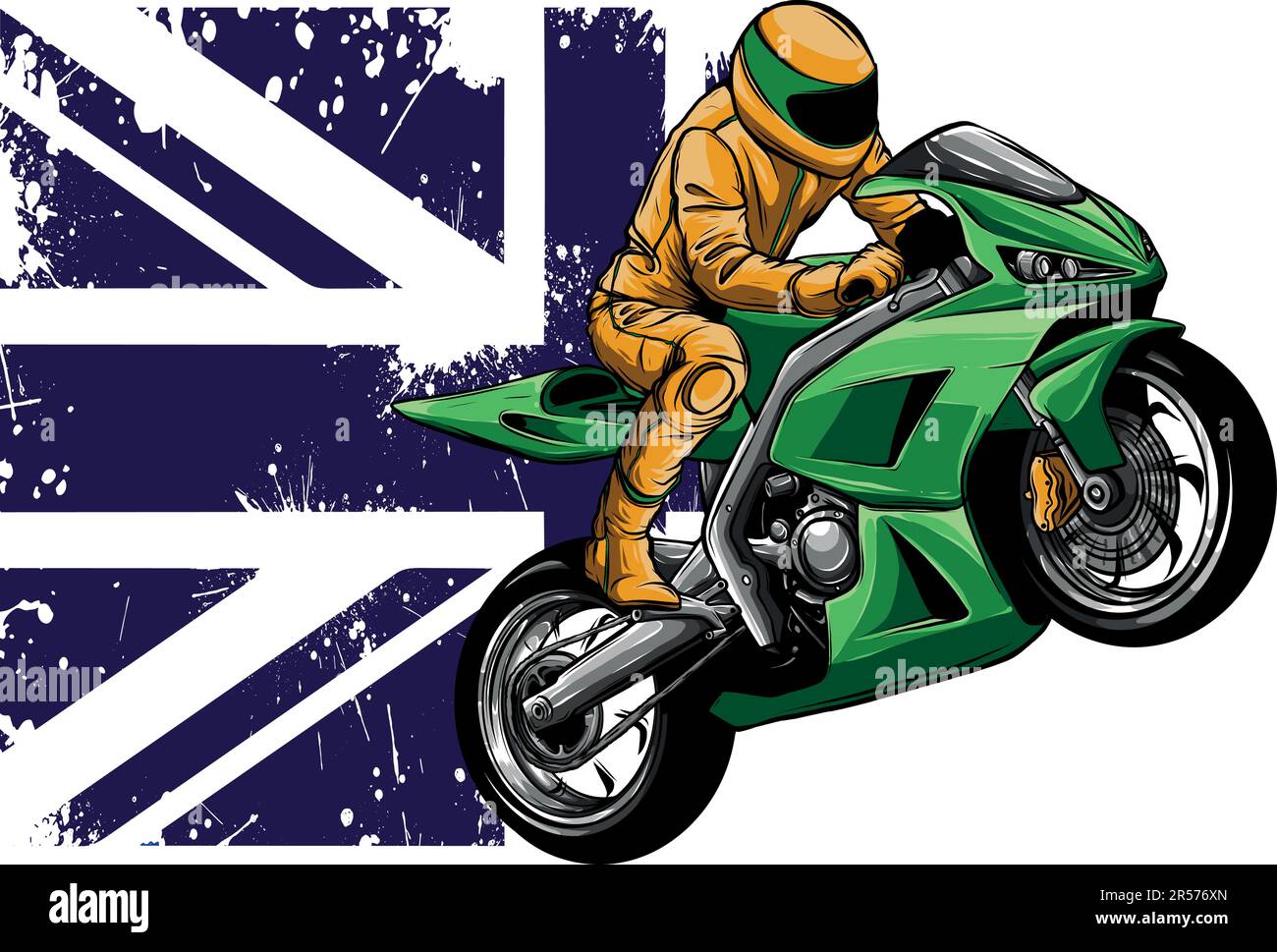 illustration of Sport superbike motorcycle with london flag Stock ...