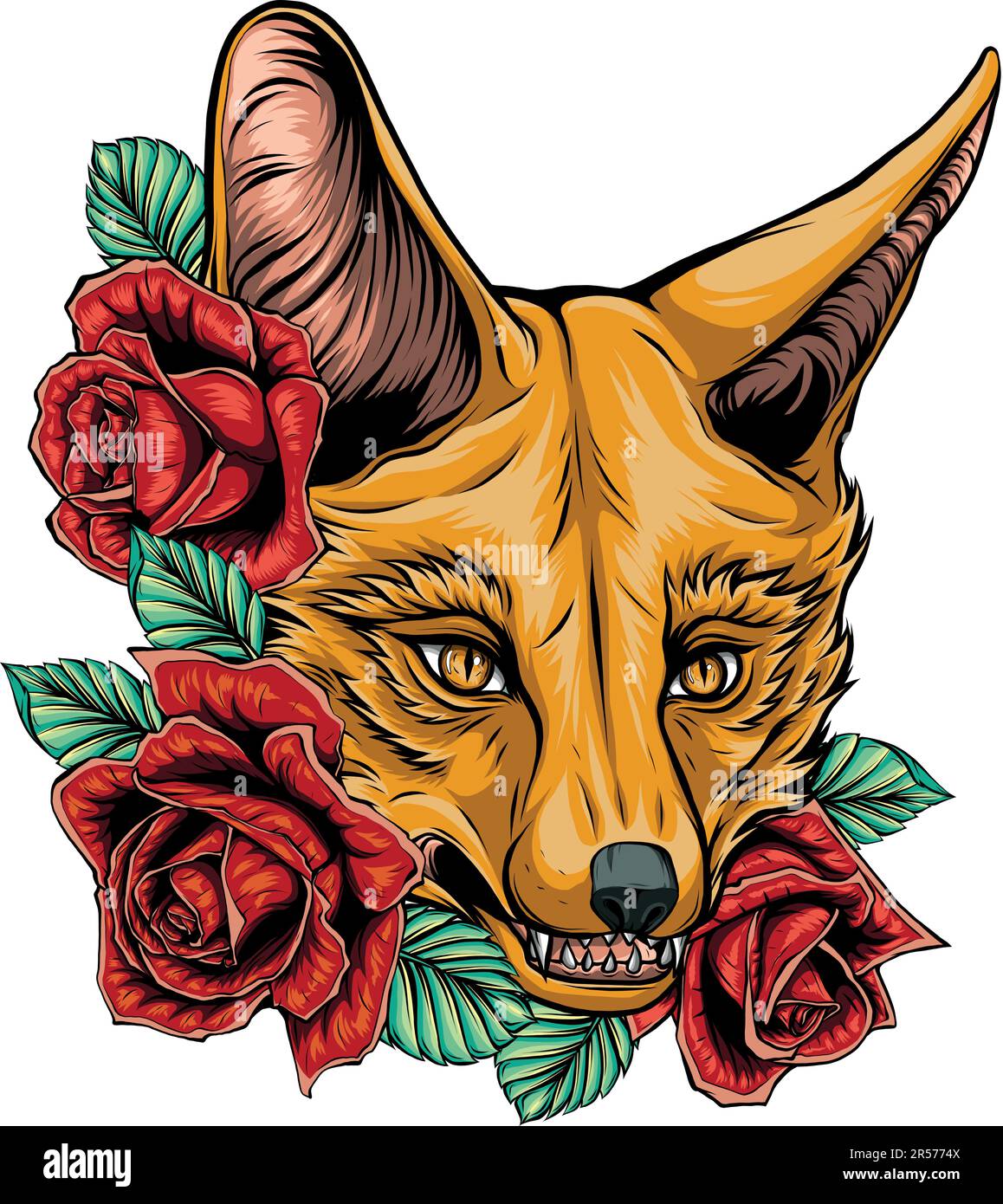 One line wild fox Cut Out Stock Images & Pictures - Alamy