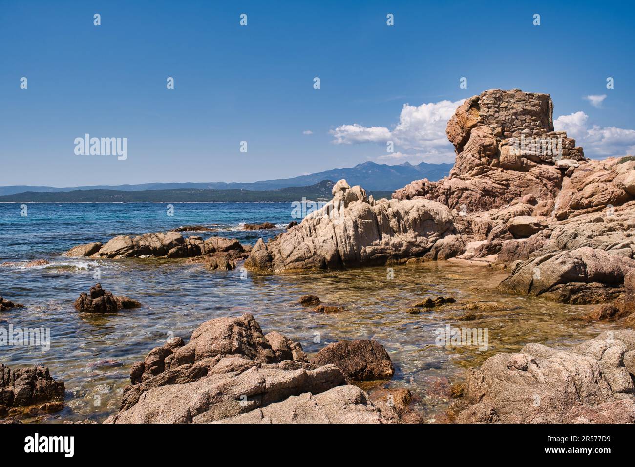 View of the Tonnara beach in Corse Stock Photo - Alamy
