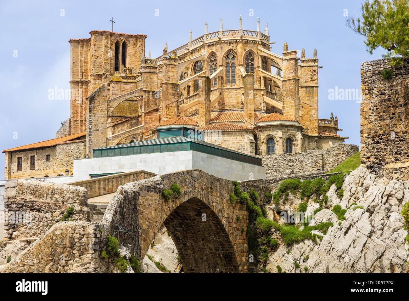 Historic stone medieval bridge Bridge and Church of Santa Maria de la ...