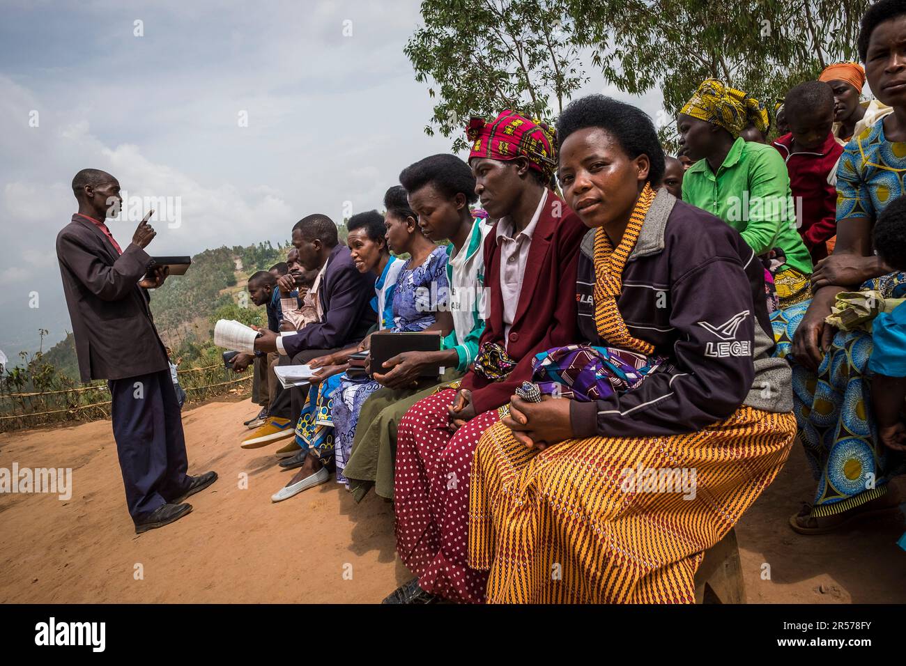 Rwanda. Burera lake. surrounding of Kidaho. Catholic religion ceremony ...
