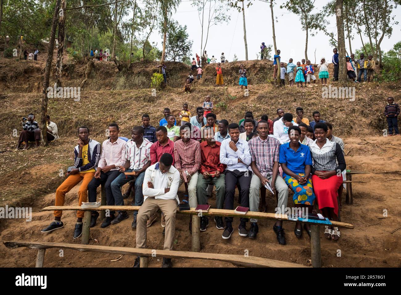 Rwanda. Burera lake. surrounding of Kidaho. Catholic religion ceremony ...