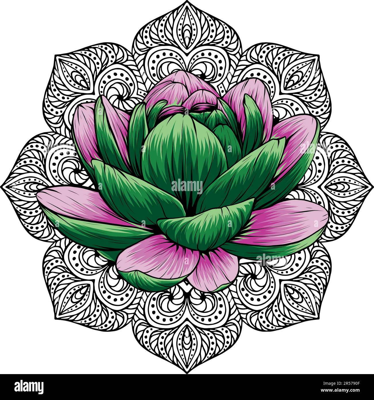 Stylized lotus scroll hi-res stock photography and images - Alamy