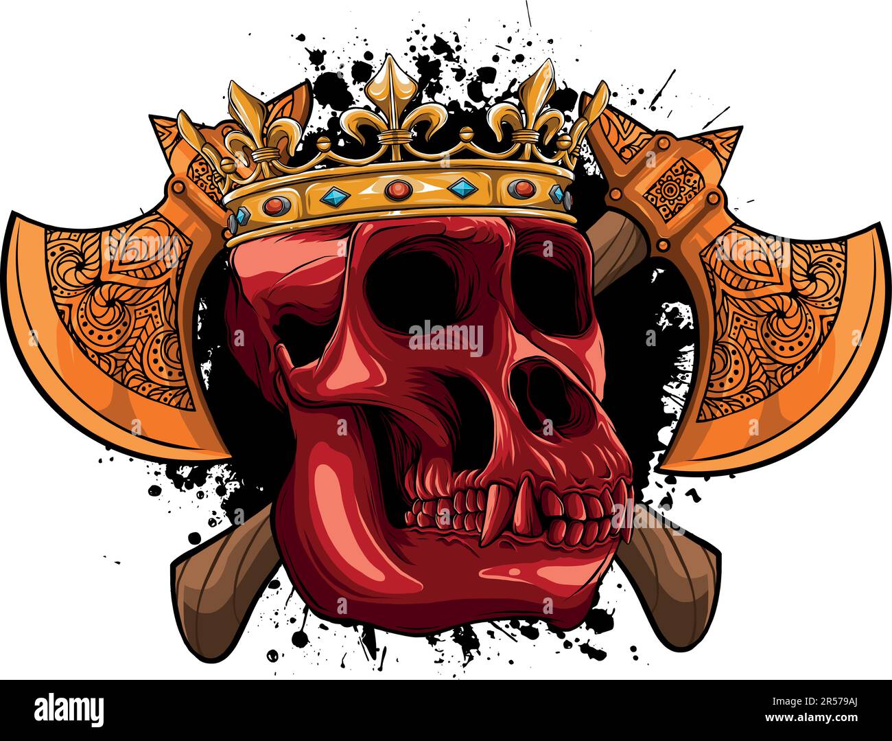 Vector illustration of skull monkey king swith ax Stock Vector Image ...