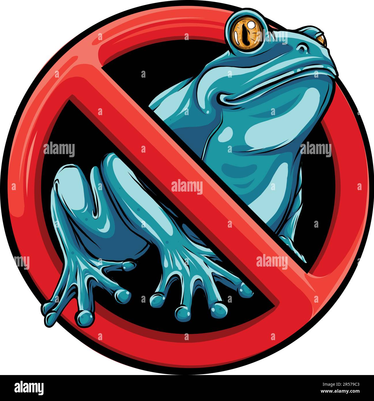 Stop Frog. Forbidden red road sign. Ban Toad. No Vector illustration ...
