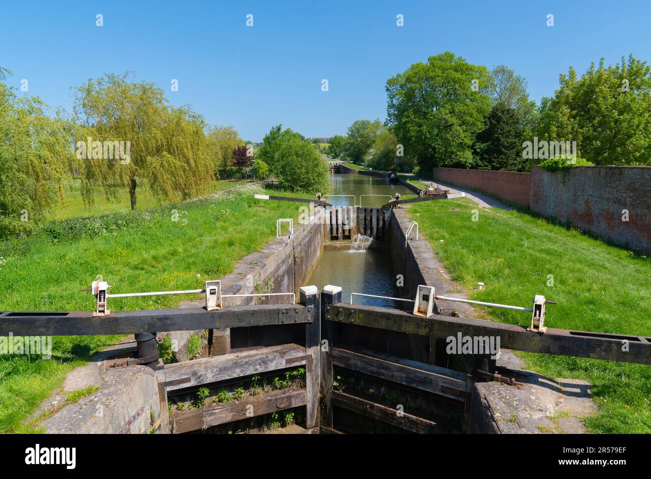 Devizes Lock gates Caen Kennet and Avon canal Wiltshire England UK ...