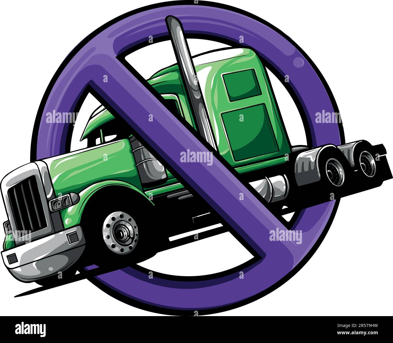 vector illustration of no truck sign on white background Stock Vector ...