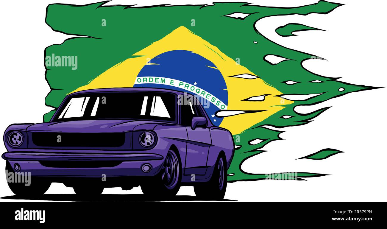 vector illustratyion of muscle car with brazil flag Stock Vector Image ...