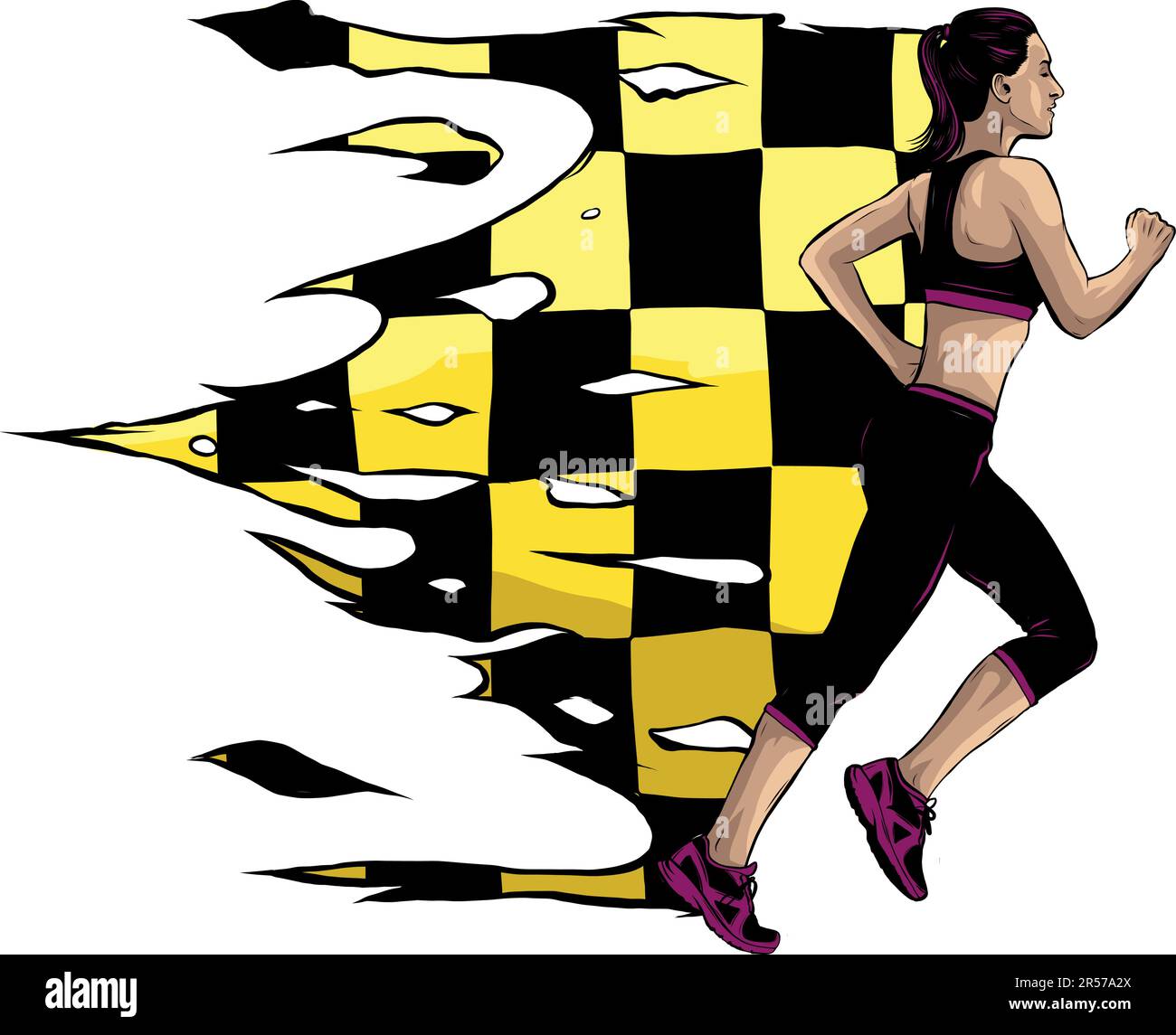 Vector Illustration of woman Runner on white background Stock Vector ...