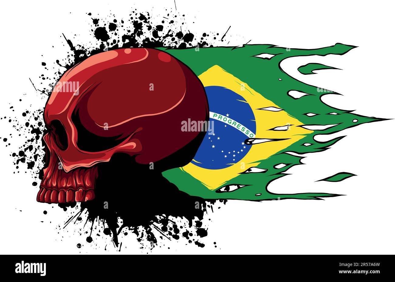 human skull with brazil flag vector illustration Stock Vector Image ...