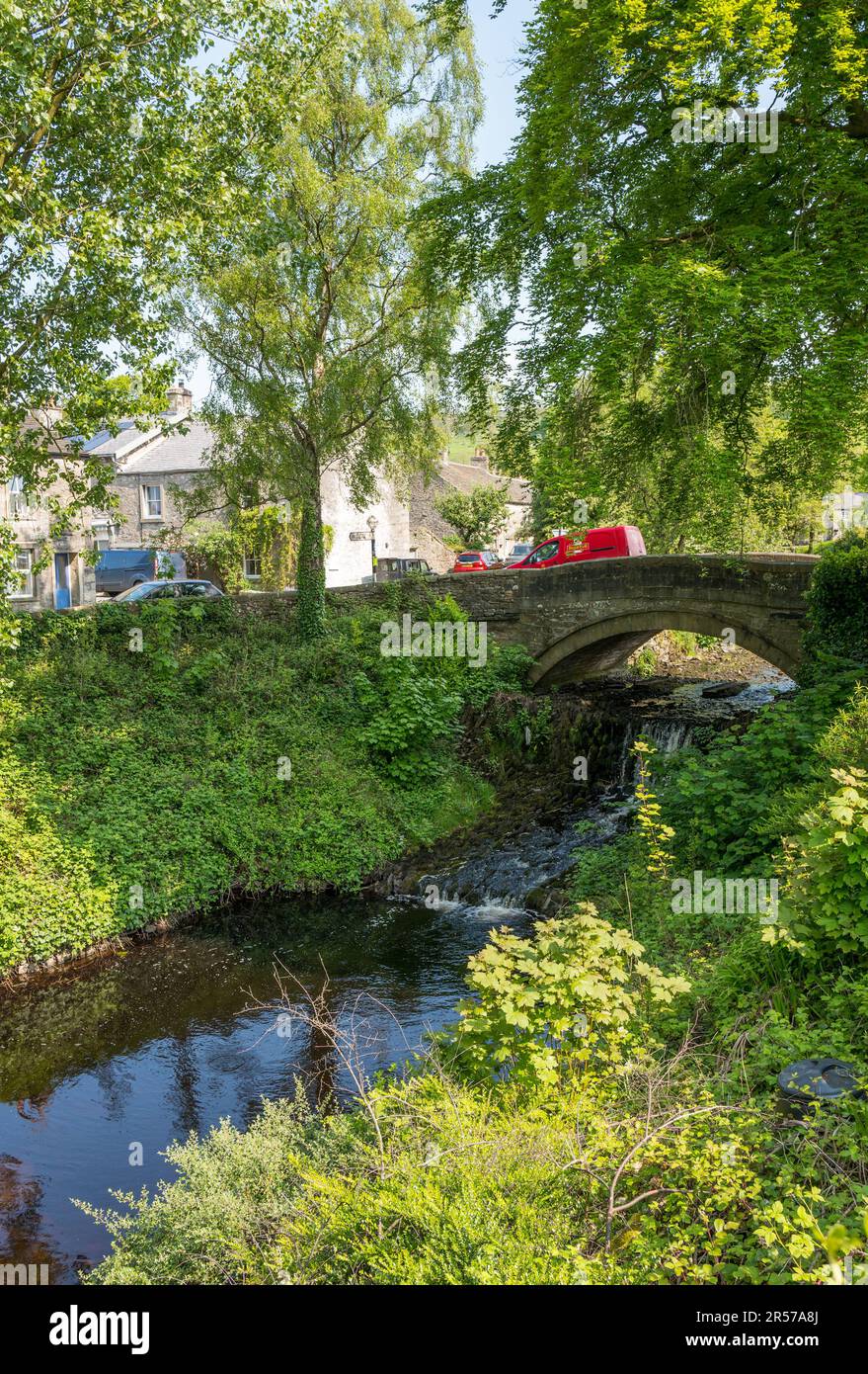 The small country Yorkshire village Clapham with historic stone built ...