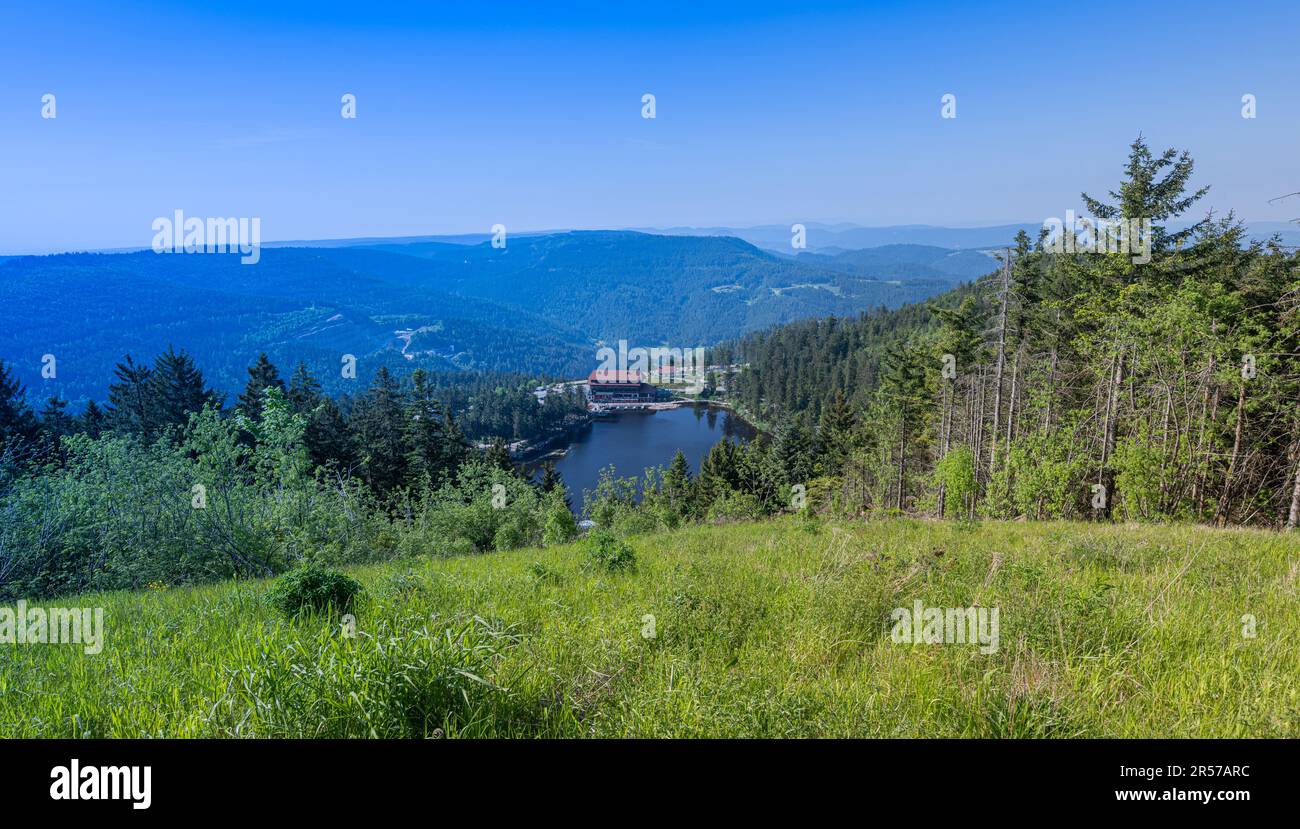 The Mummelsee in the Black Forest surrounded by mountains Baden ...