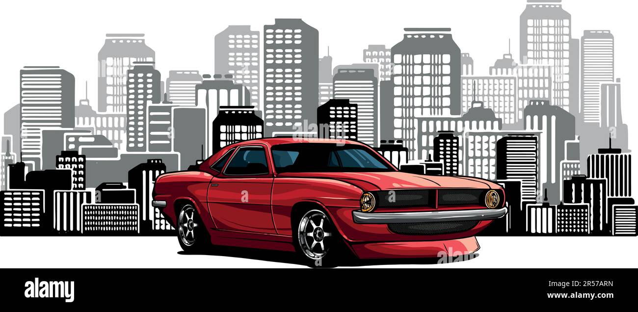 old racing car with grunge city background Stock Vector Image & Art - Alamy