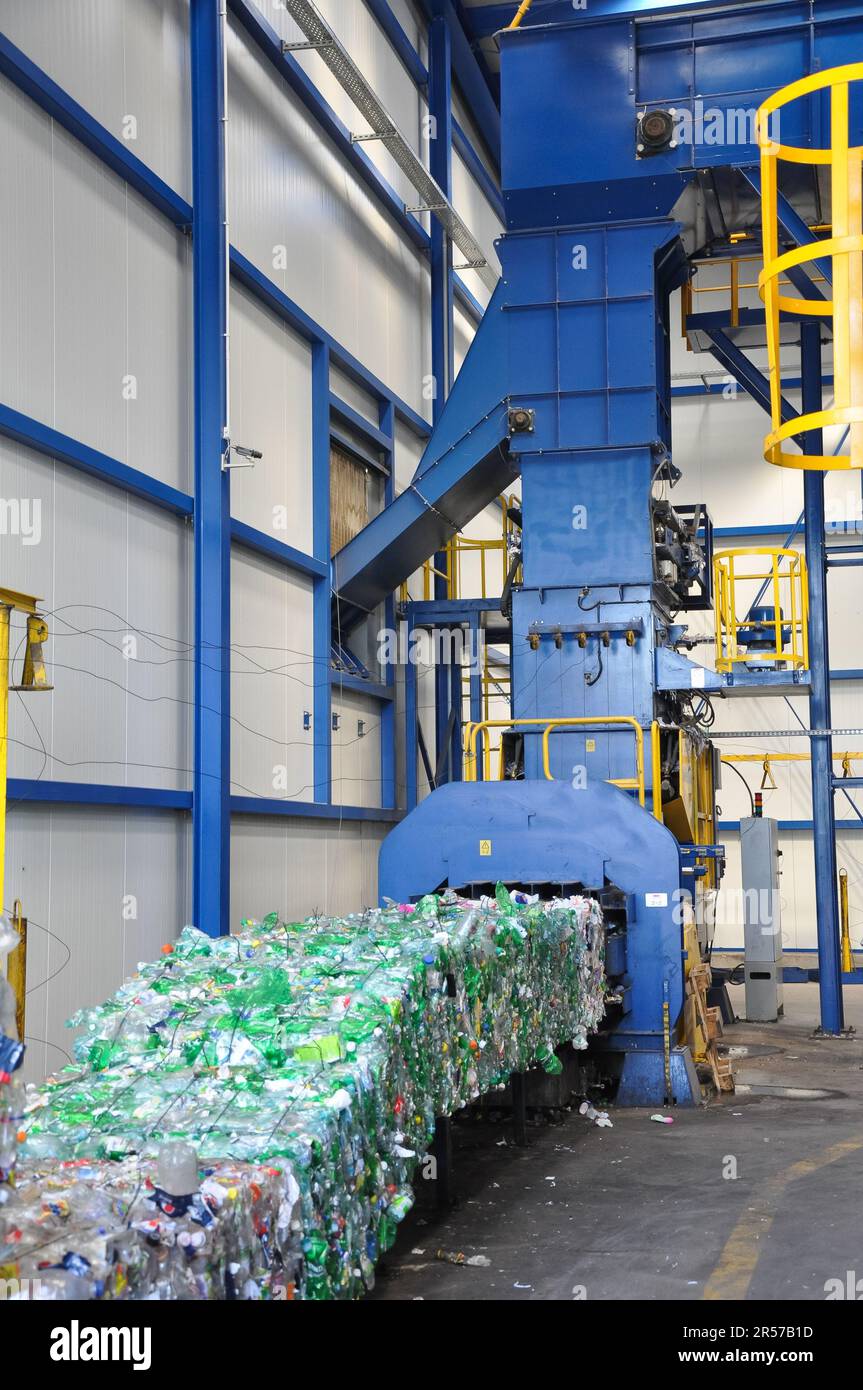 Baler in a waste sorting plant, Plastic bottle press hydraulic machine ...