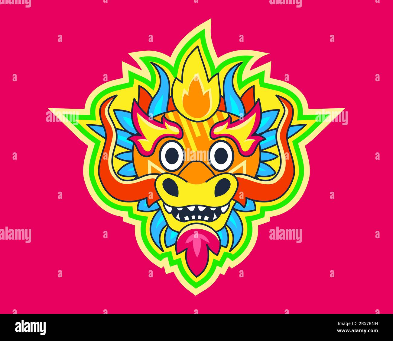 Dragon muzzle for New Year 2024 celebration. Bright design template ...