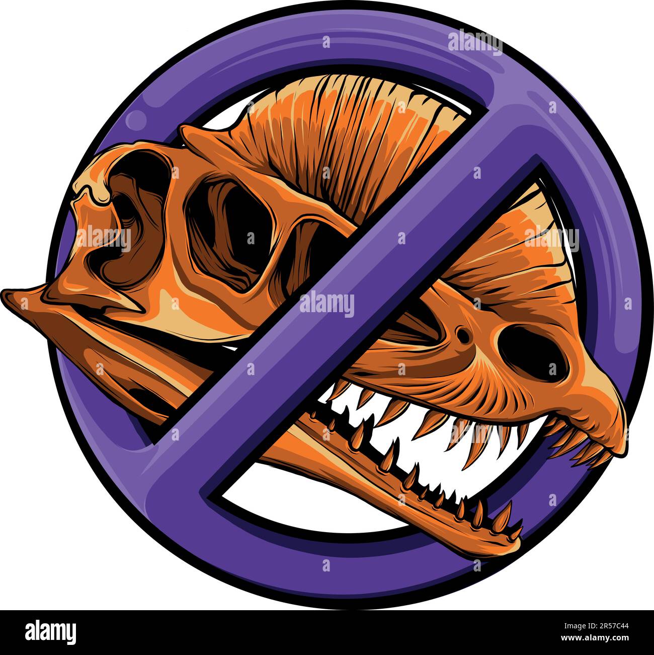 illustration of dinosaur skull Prohibited sign Stock Vector Image & Art ...