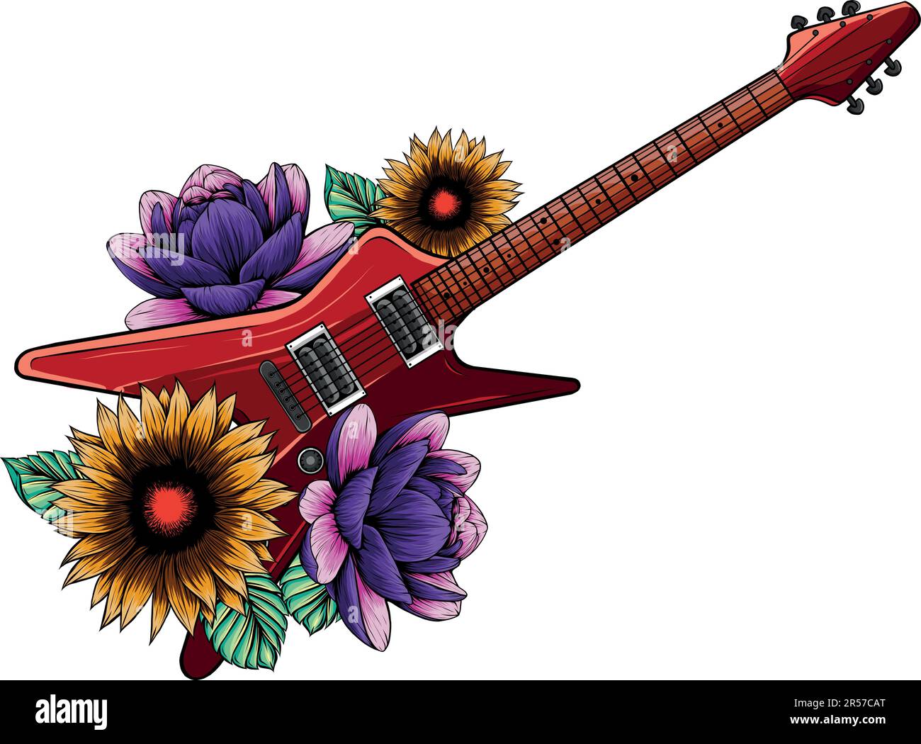 illustration of electric Guitar with flower Stock Vector Image & Art ...