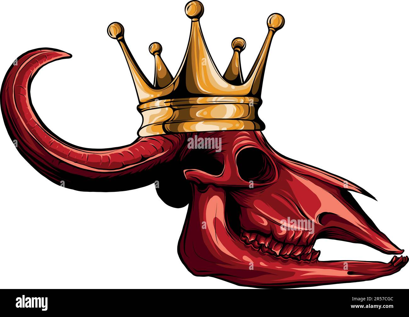 illustration of a bull skull wearing a crown Stock Vector Image & Art ...