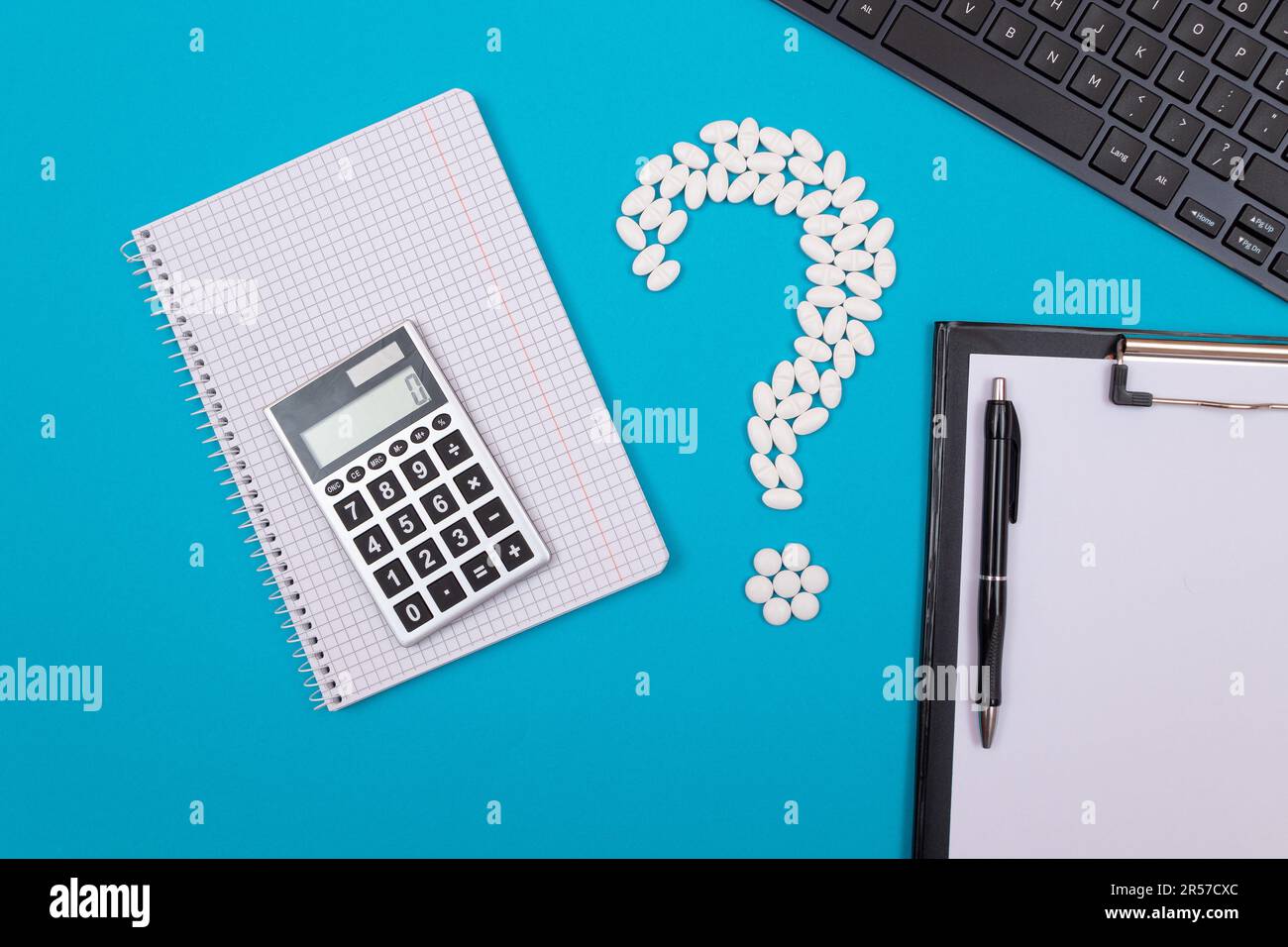 Treatment Costs and Budget. Question Mark Made from White Pills and ...