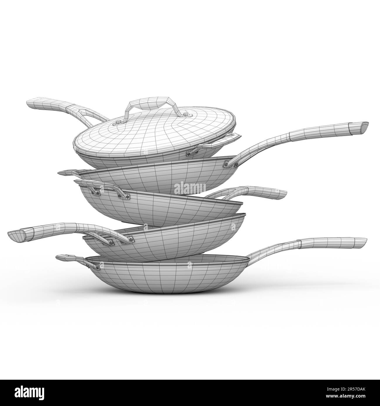 Set of stainless steel stewpot, frying pan and chrome plated cookware ...