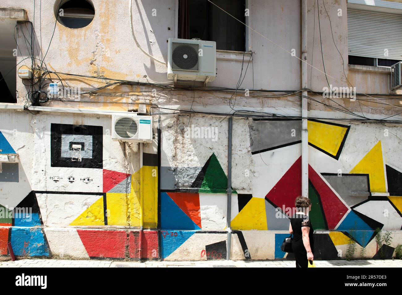 Albania. Balkan Peninsula. Tirana. Decorated building Stock Photo - Alamy