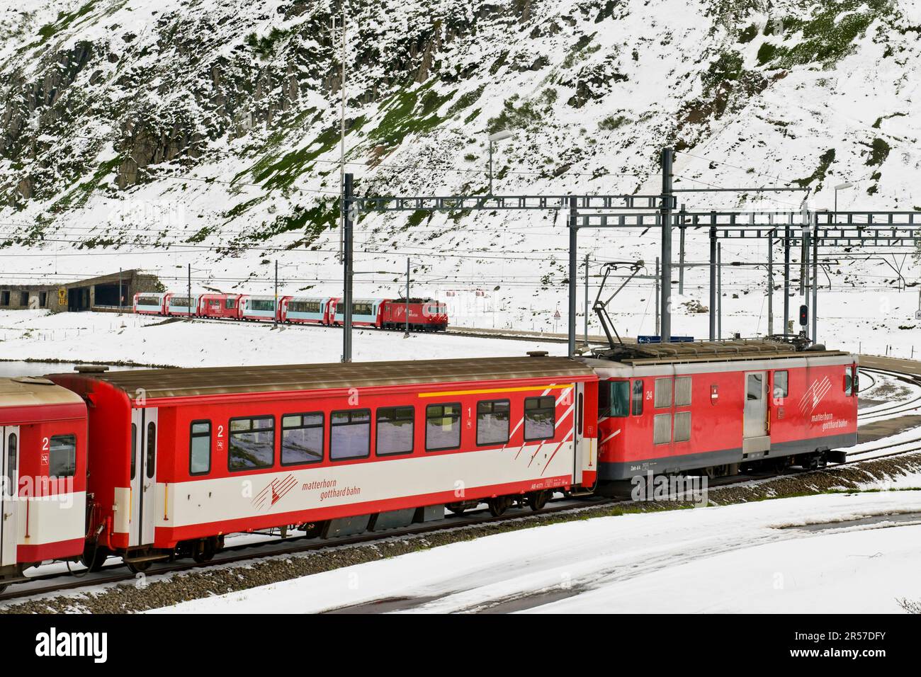 Glacier express train. Oberalp pass. Canton Uri. Switzerland Stock Photo - Alamy