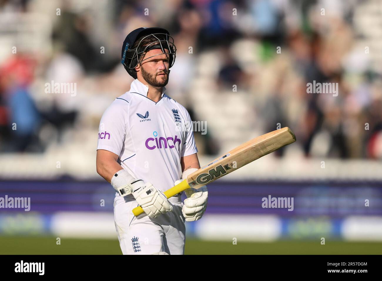 Ben Duckett of England leaves the field of play at the end of day1 in ...