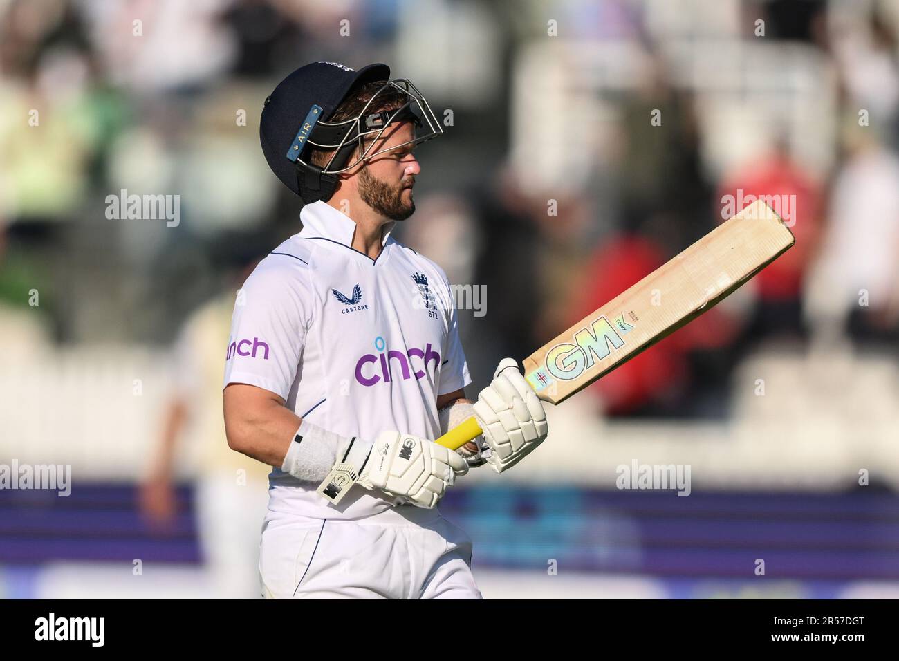 Ben Duckett of England leaves the field of play at the end of day1 in ...