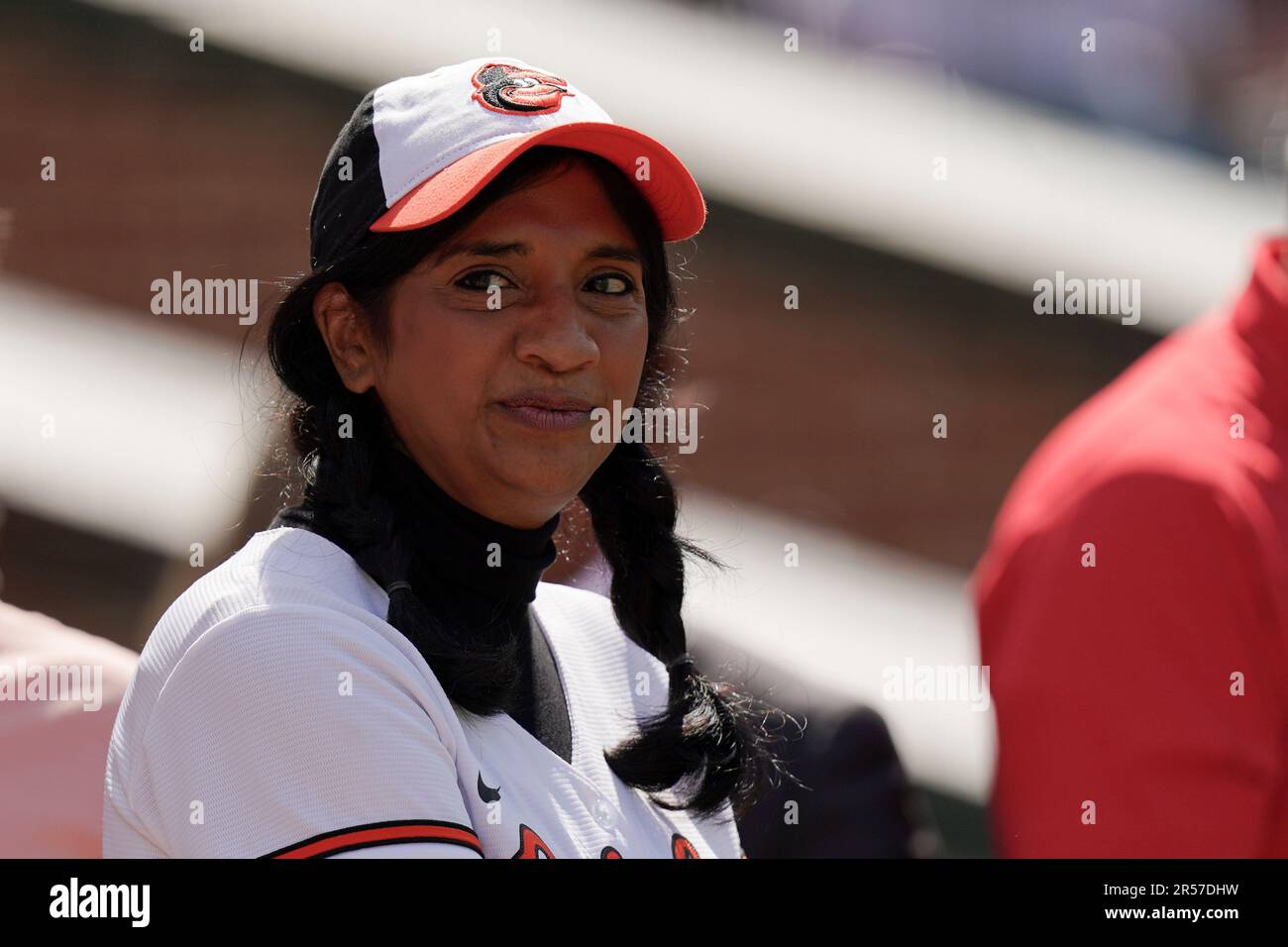 Aruna Miller, Maryland Lt. Governor, looks on prior to a baseball game ...