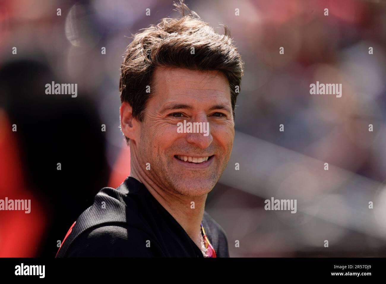 Tony Dokoupil, co-host of "CBS This Morning", looks on before throwing ...