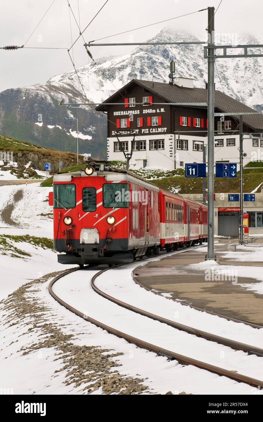 Glacier express train. Oberalp pass. Canton Uri. Switzerland Stock ...