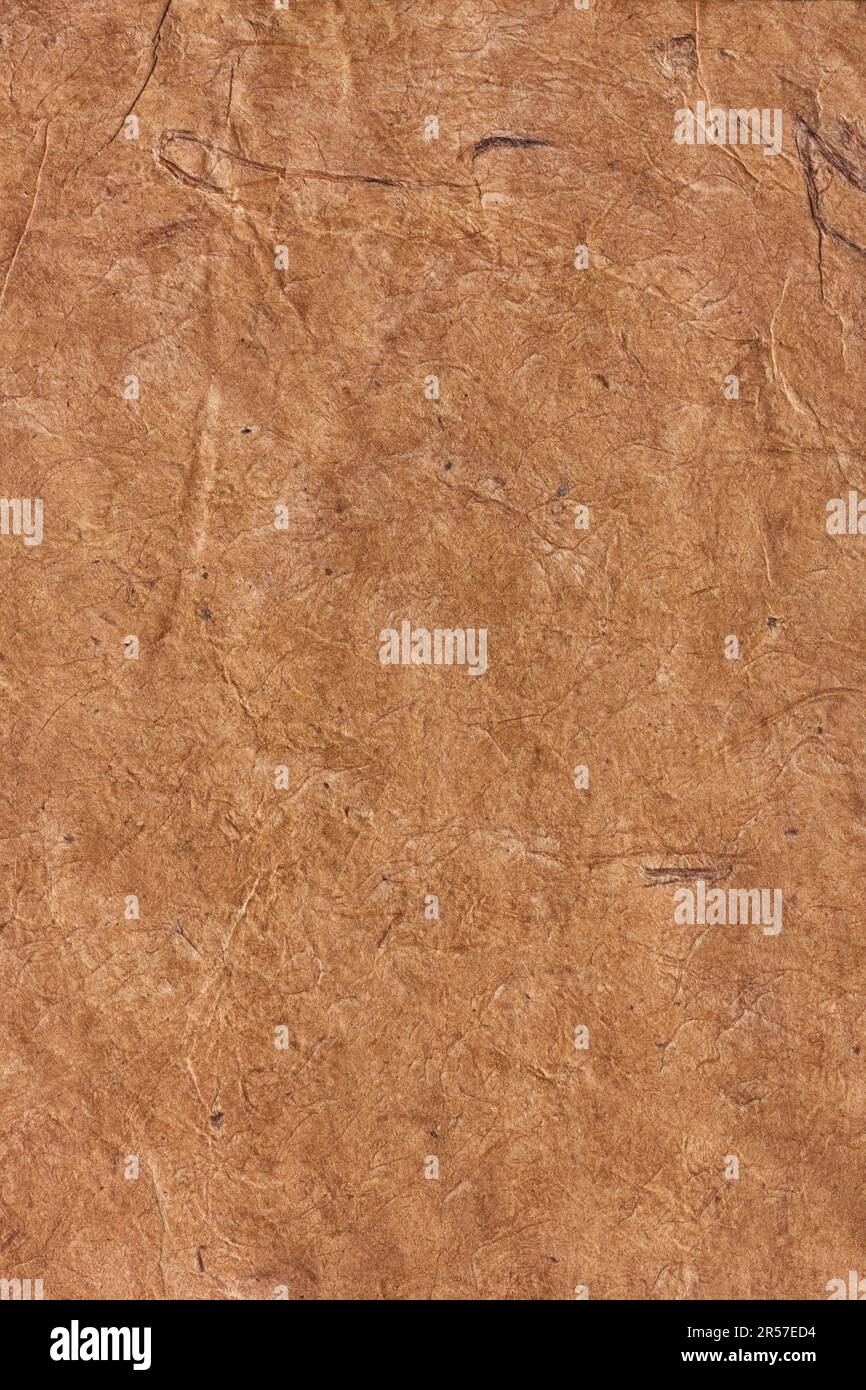 Textured brown wrinkled handmade paper background. Vertical background ...