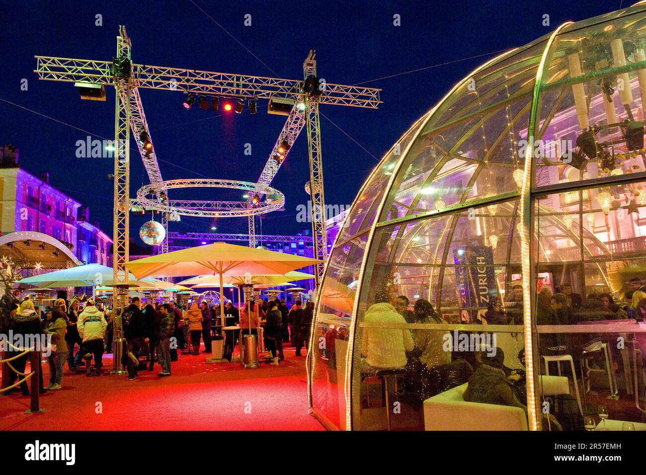 Switzerland. Canton Ticino. Locarno. christmas time. outdoor bar in ...