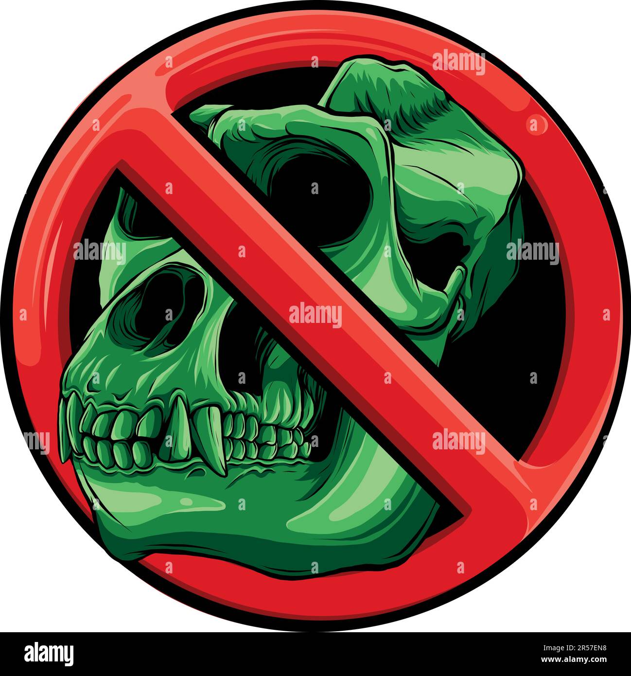 vector illustration of forbidden skull monkey on white background Stock ...