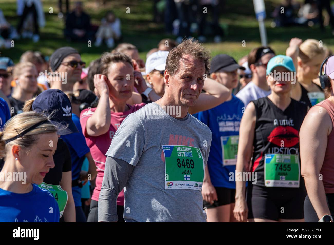 Helsinki City Run half marathon participants gathered at starting line ...