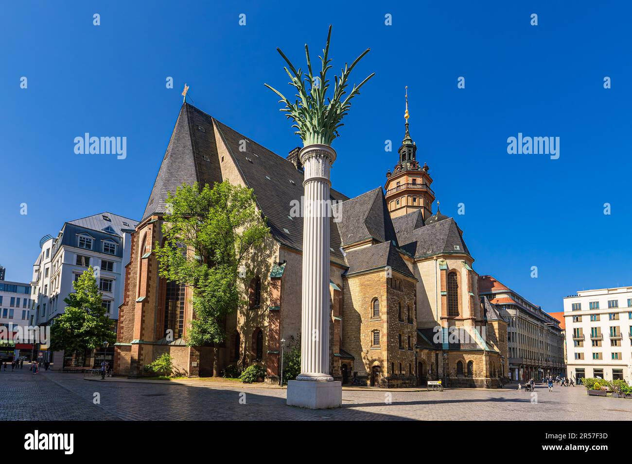 View Of The Nikolai Column And Nikolai Church In The City Of Leipzig ...