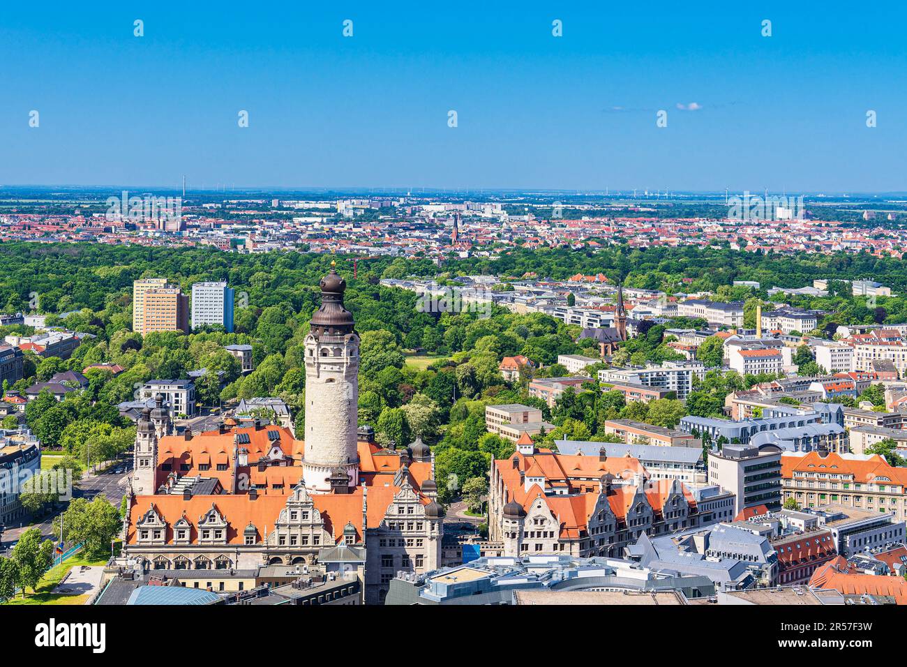 View Over The City Of Leipzig With The New City Hall Stock Photo - Alamy