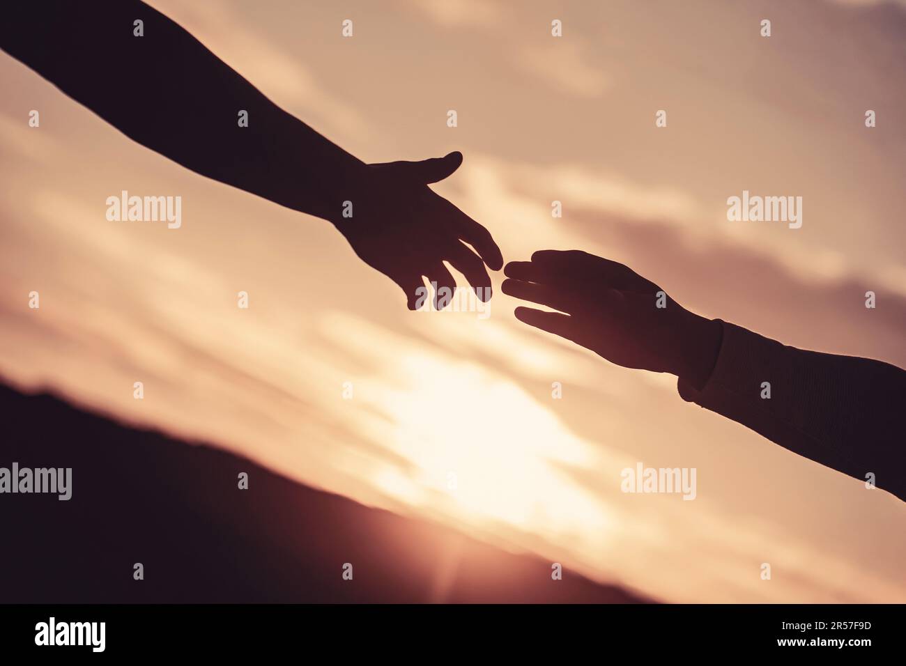 Rescue, helping gesture or hands. Outstretched hands, salvation, help silhouette, concept help ...