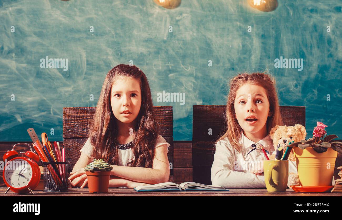 Back to school and childhood concept. Education. School girls. Back to ...