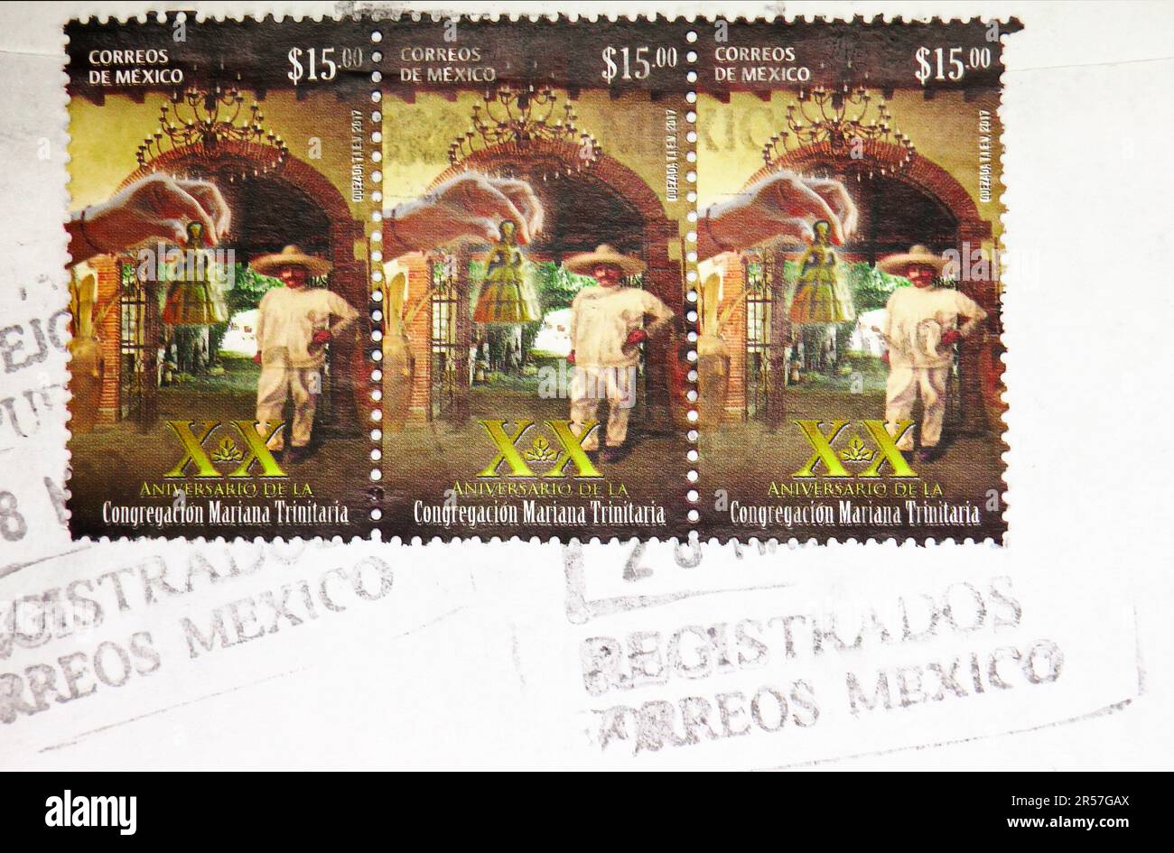 MOSCOW, RUSSIA - MAY 17, 2023: Three postage stamps printed in Mexico ...