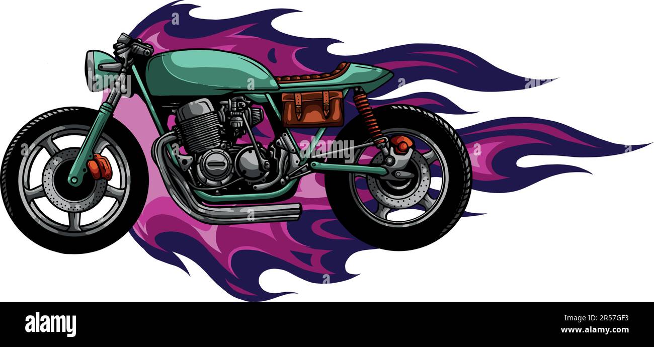 custom motorcycle with flames vector illustration design Stock Vector ...