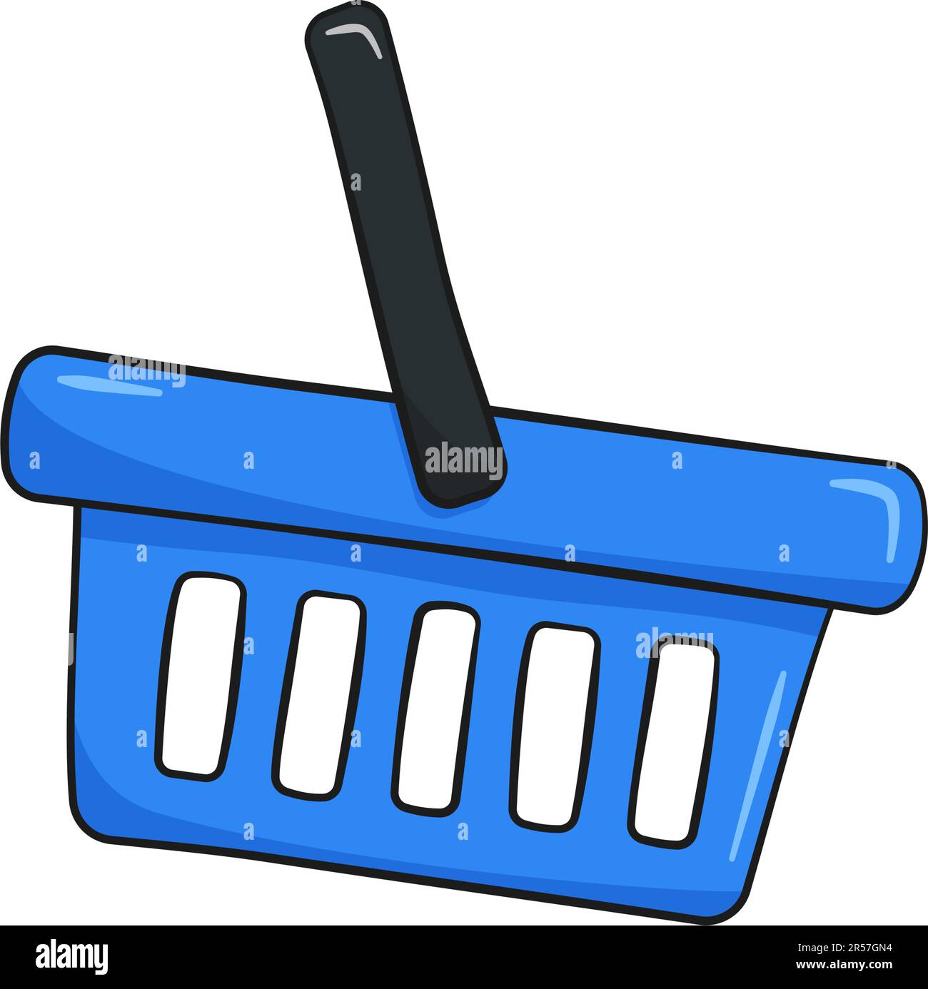 Blue shopping basket. Cartoon. Vector illustration Stock Vector Image ...