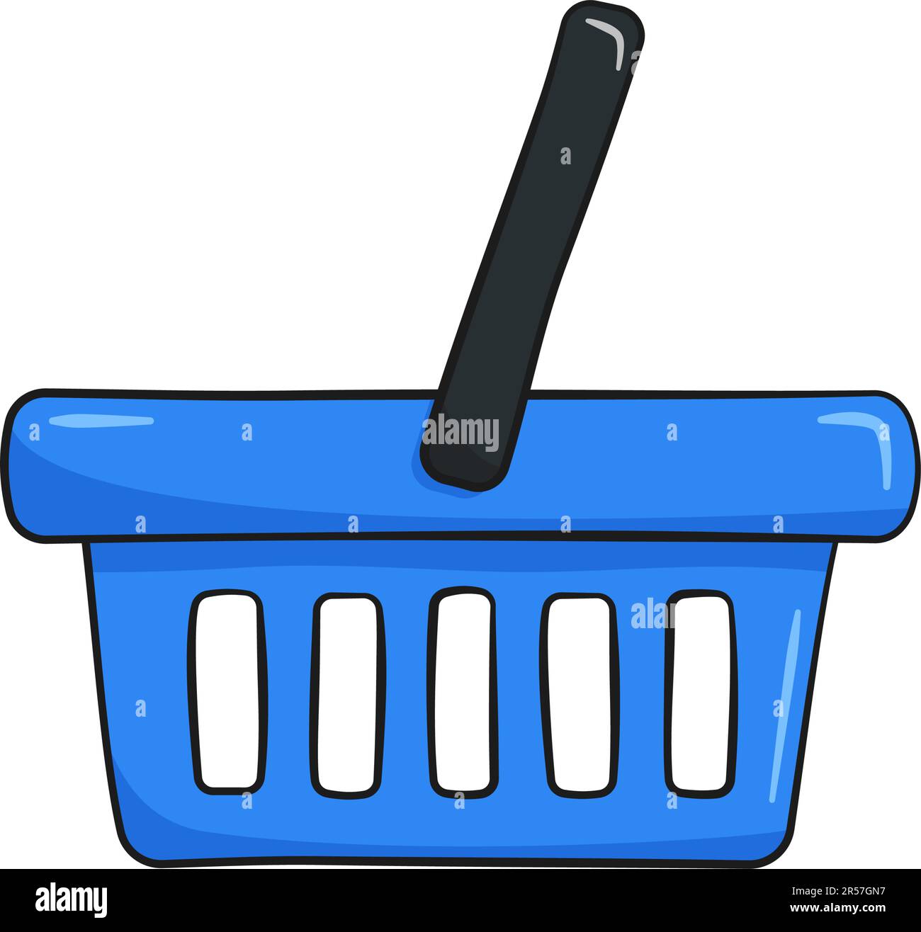 Blue shopping basket. Cartoon. Vector illustration Stock Vector Image ...