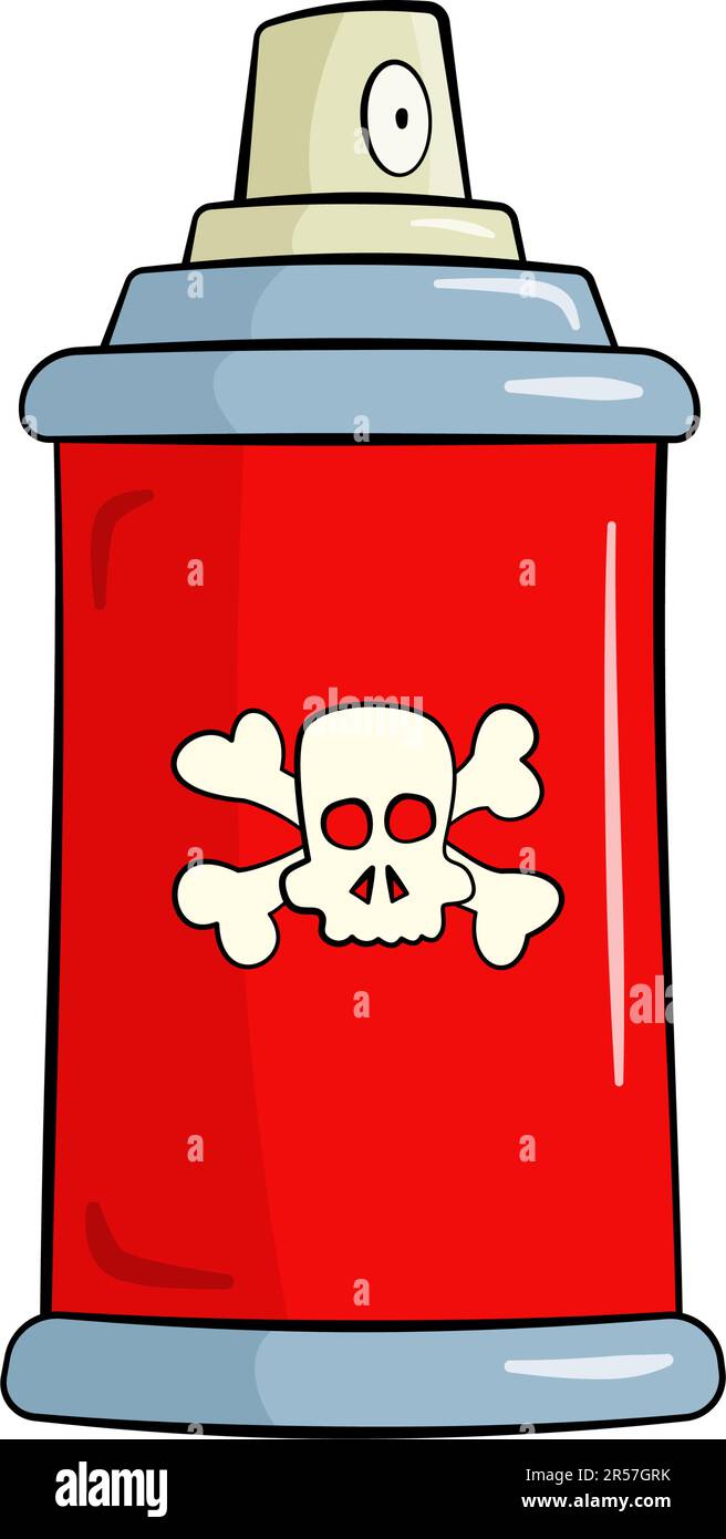 Spray can with skull and cross bones. Cartoon. Vector illustration ...