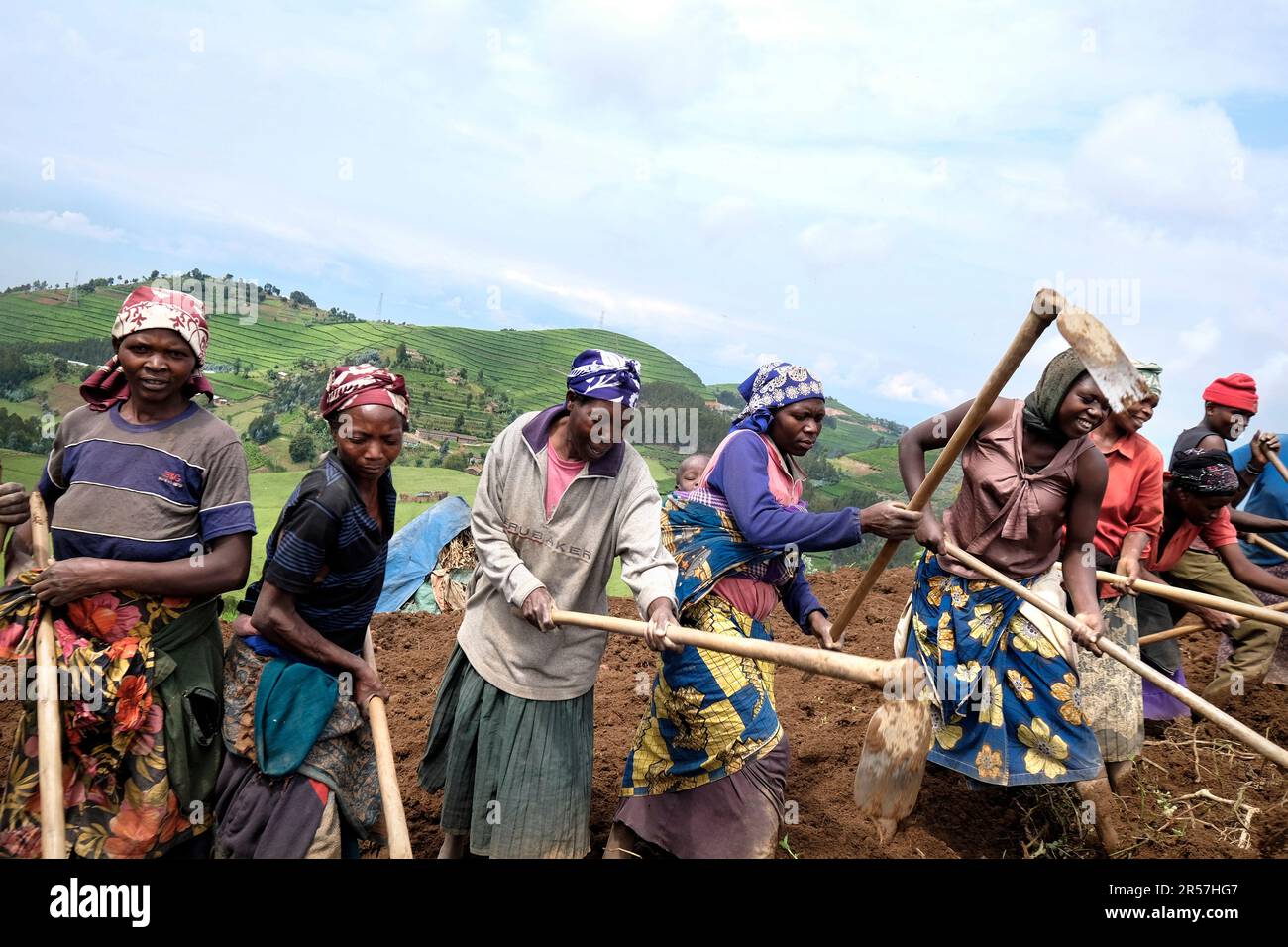 Rwanda. surrounding of Kibuye. peasants at work Stock Photo - Alamy