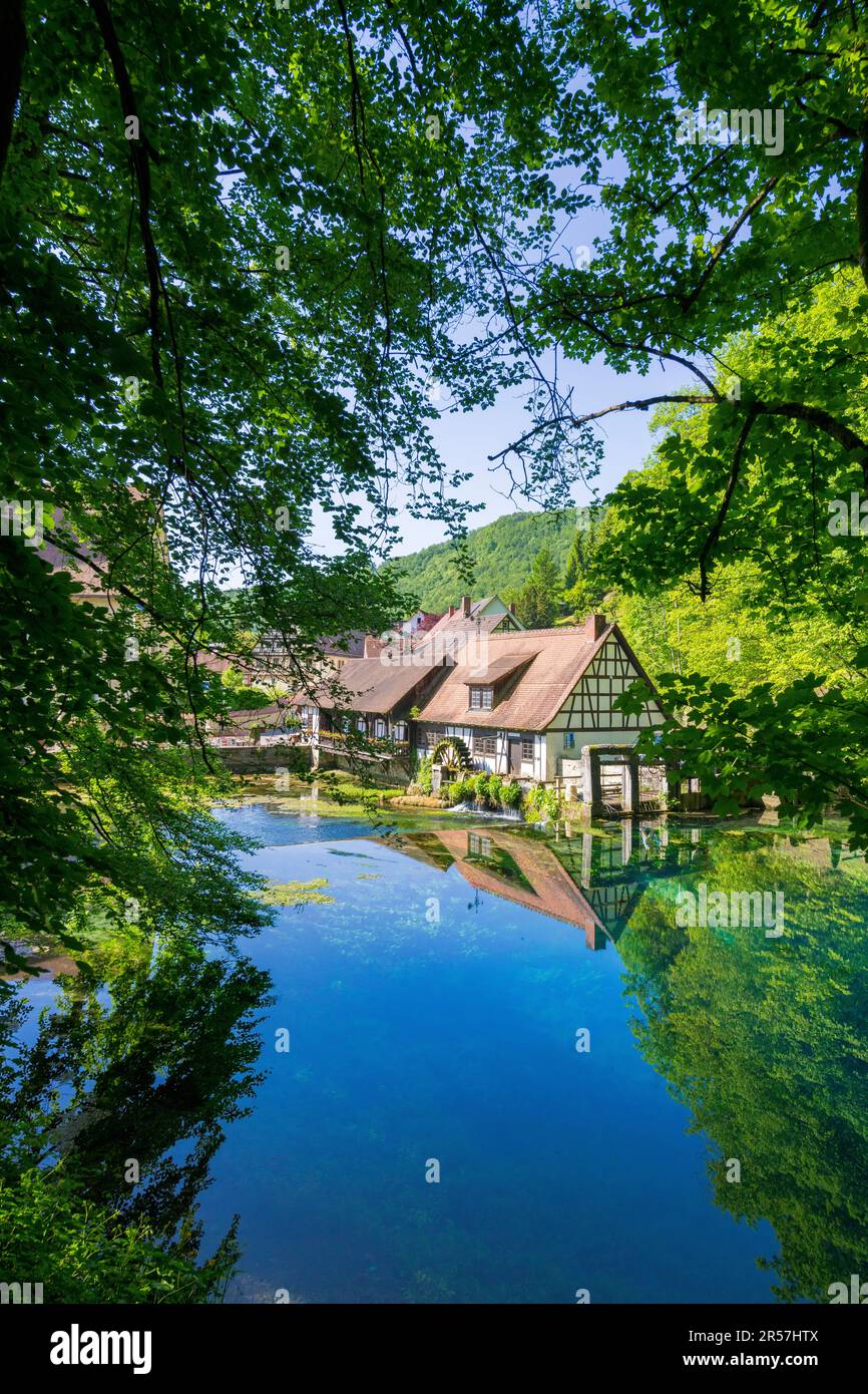 Historic hammer mill, museum, Blautopf, Blaubeuren, Swabian Alb, Baden ...