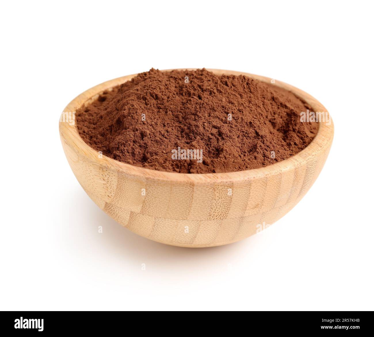 Wooden bowl with cacao powder on white background Stock Photo - Alamy